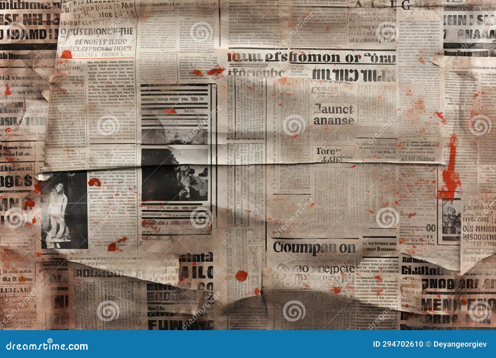 Wall Covered in Colorful Newspapers. Old Newspaper Background Stock ...