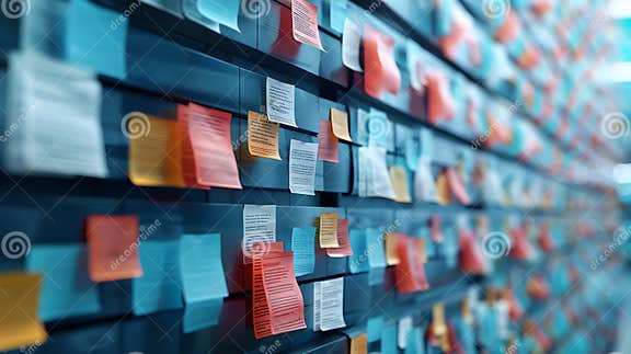 A Wall Covered in Colorful Sticky Notes, Representing Ideas, Tasks, and ...