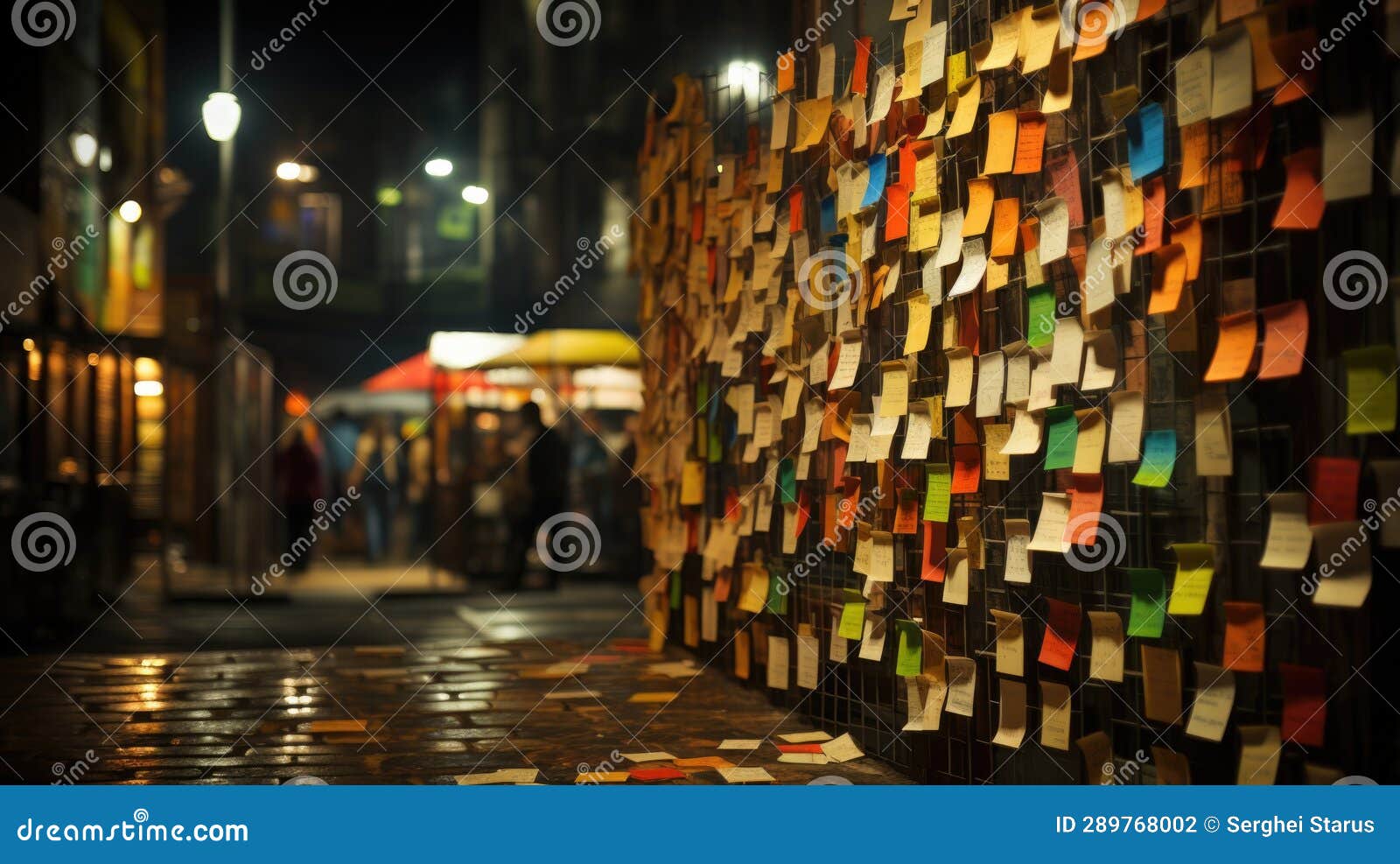 A Wall Covered with Post it Notes, AI Stock Photo - Image of street ...