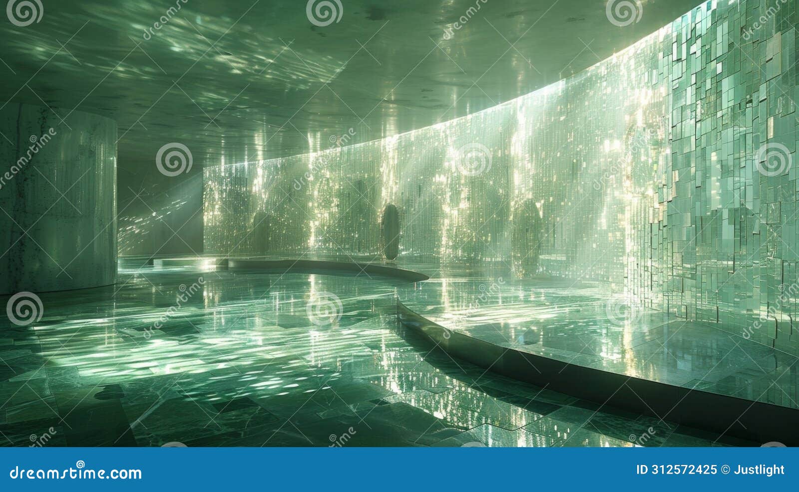 A Wall Covered in Small Circular Mirrors Creating a Distorted and ...