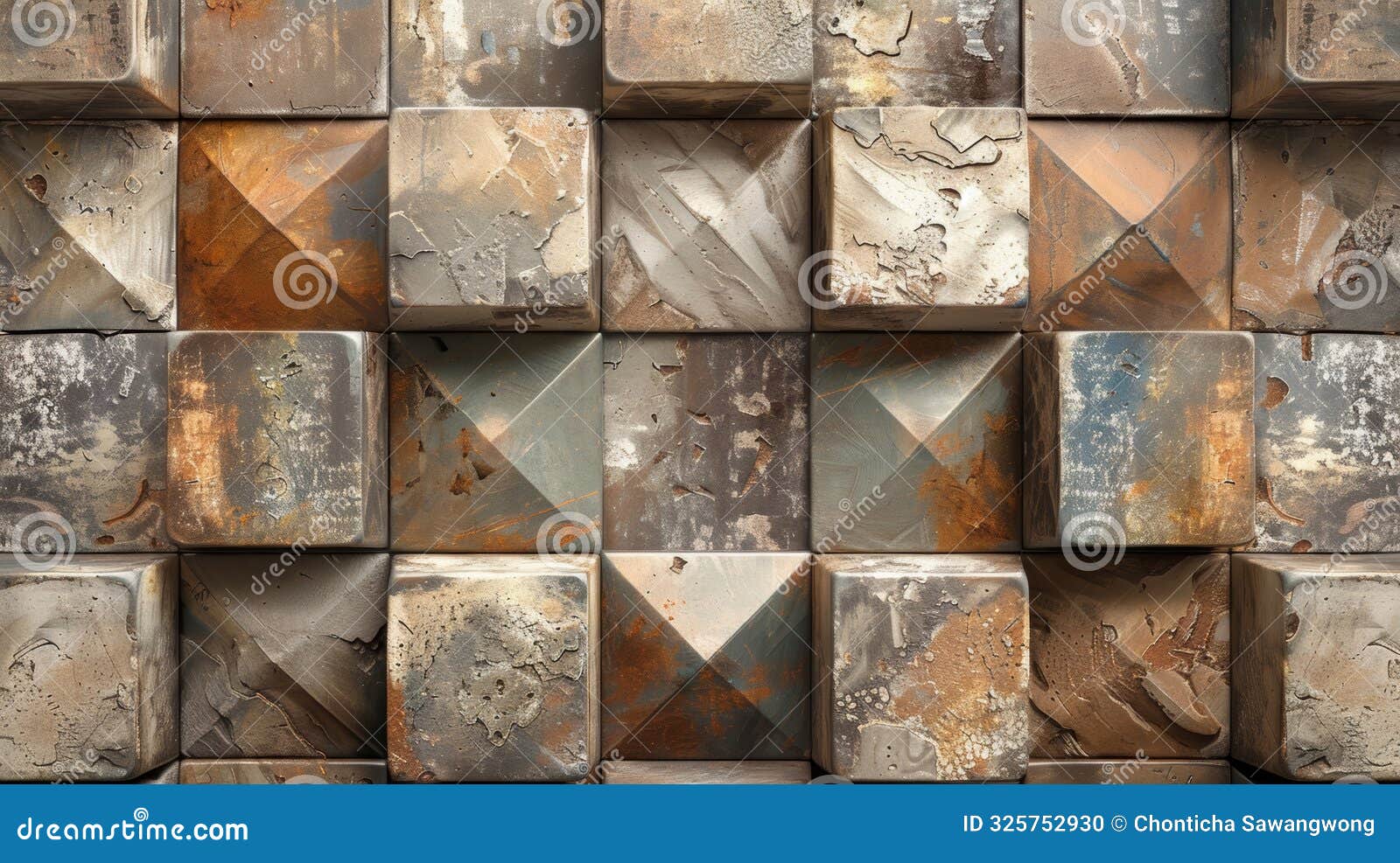A Wall Covered in Square Tiles with a Pyramid Shape on Top, All Made of ...