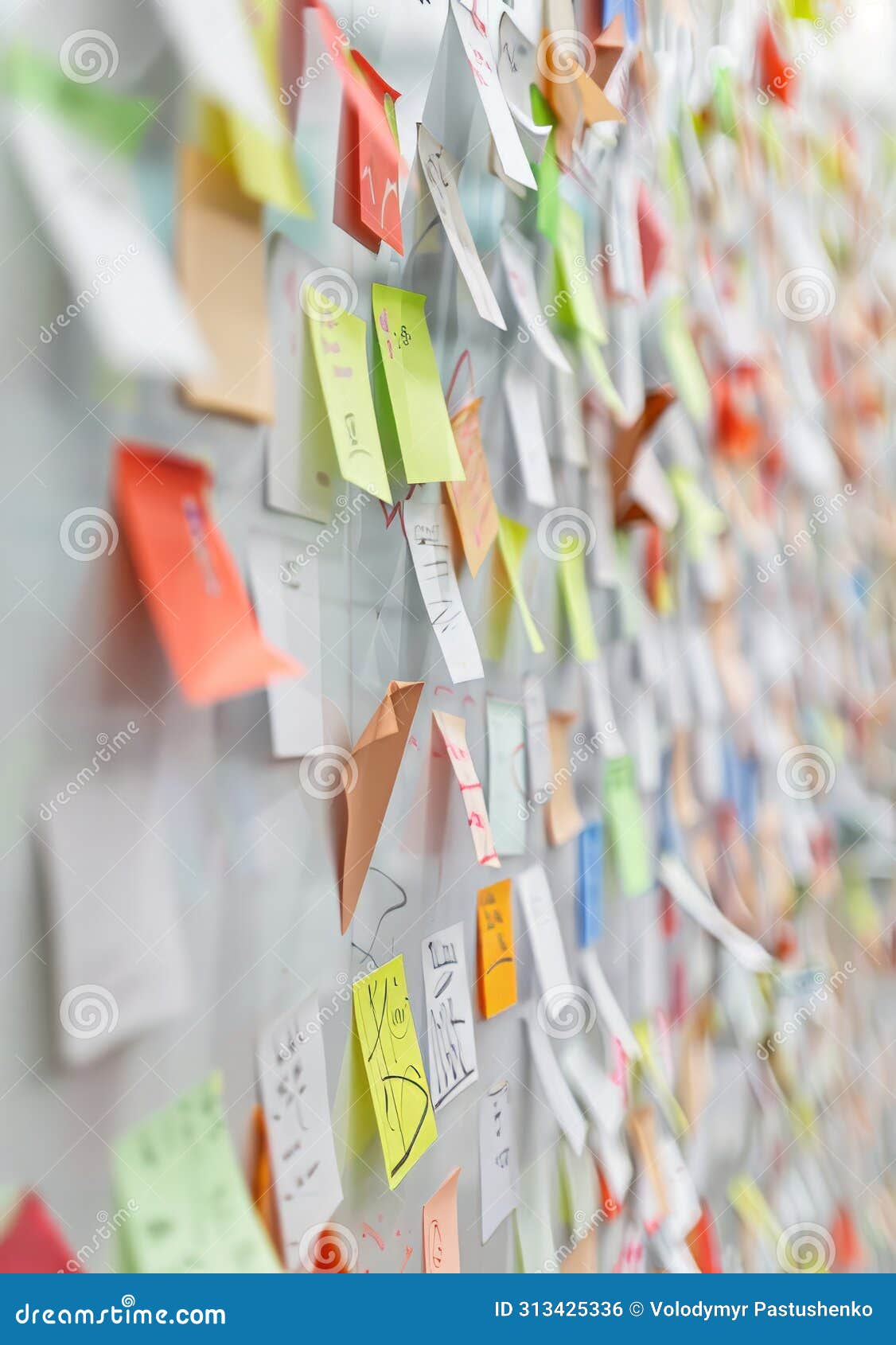 A Wall Covered with Sticky Notes Stock Illustration - Illustration of ...