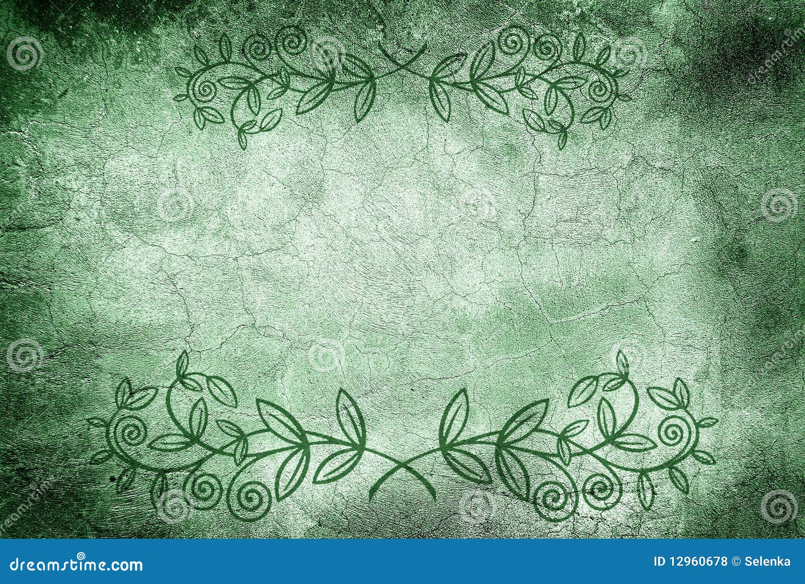 Wall with Cracks and Floral Design Stock Illustration - Illustration of ...