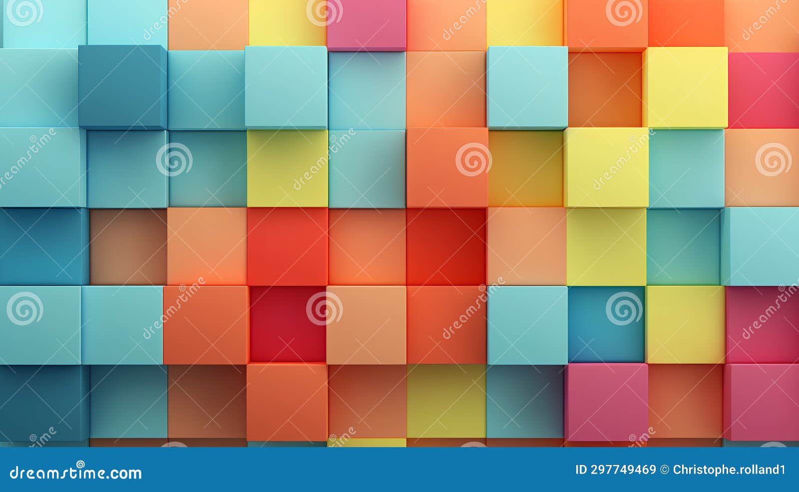 A Wall of Cubes, Each Painted with Bold, Vibrant Colors, Creating a ...