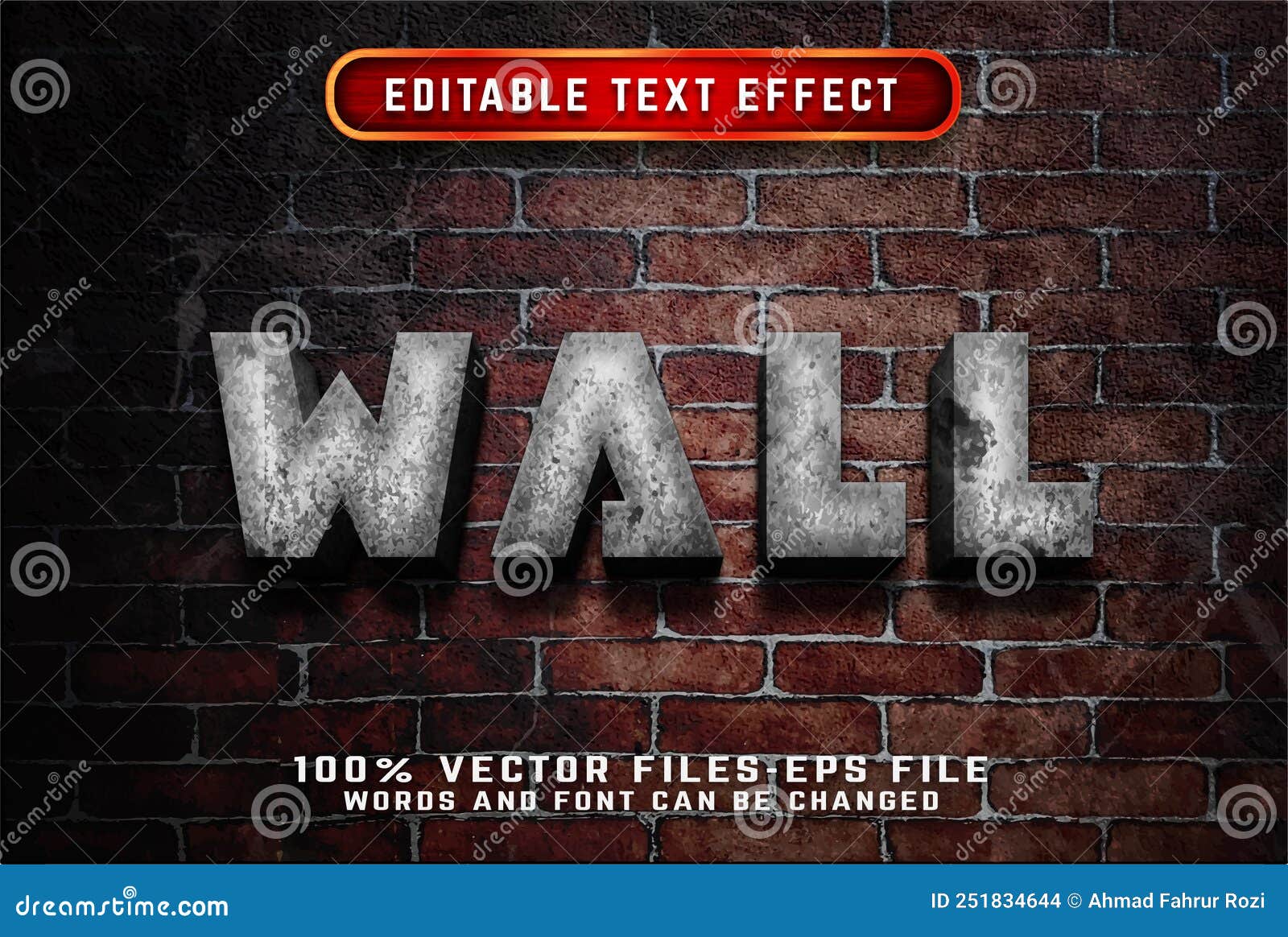 Wall 3d Text Effect Premium Vectors Stock Vector - Illustration of ...
