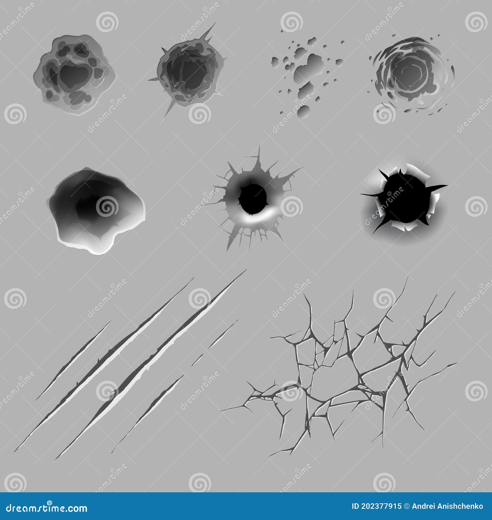 Wall Damage and Cracks Design Elements Stock Vector - Illustration of ...