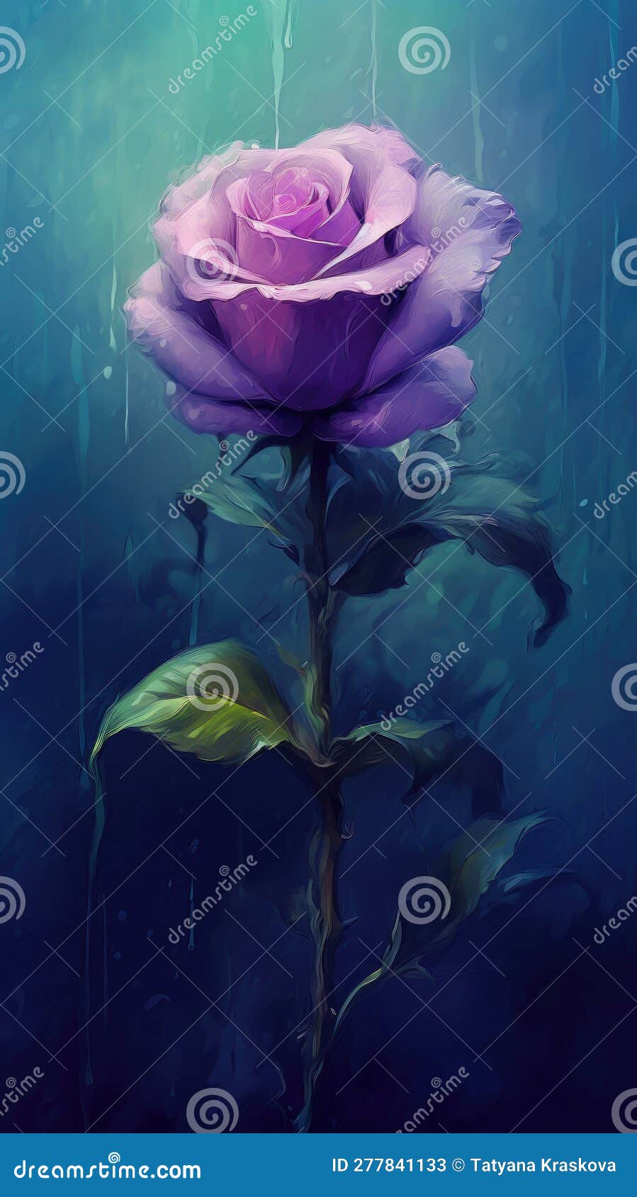Wall Decor with a Purple Rose Stock Illustration - Illustration of ...