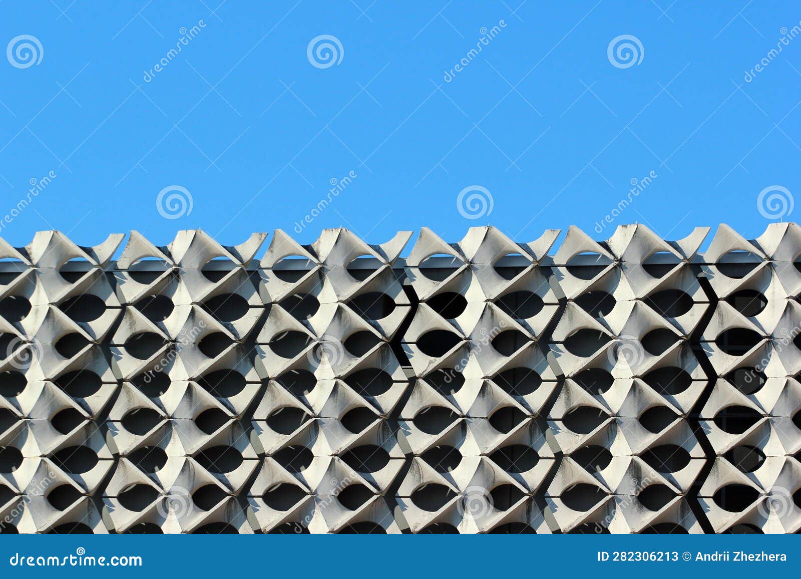 Wall Decorated with Concrete Relief Against Blue Sky Background ...