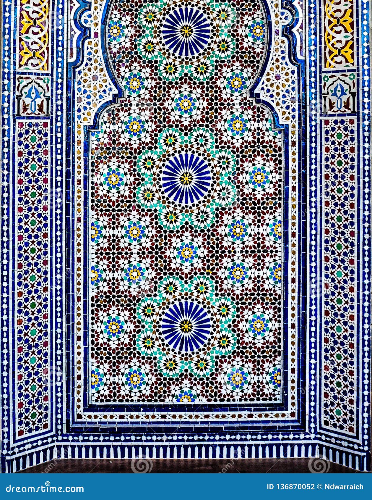 Islamic Mosaic Pattern with Blue Tiles Stock Photo - Image of ...