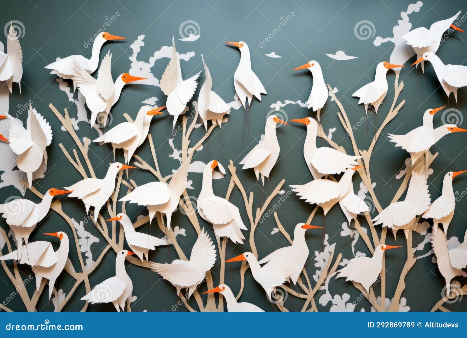 Paper Cutouts Lying Disorderly On A Colored Floor Stock Image ...