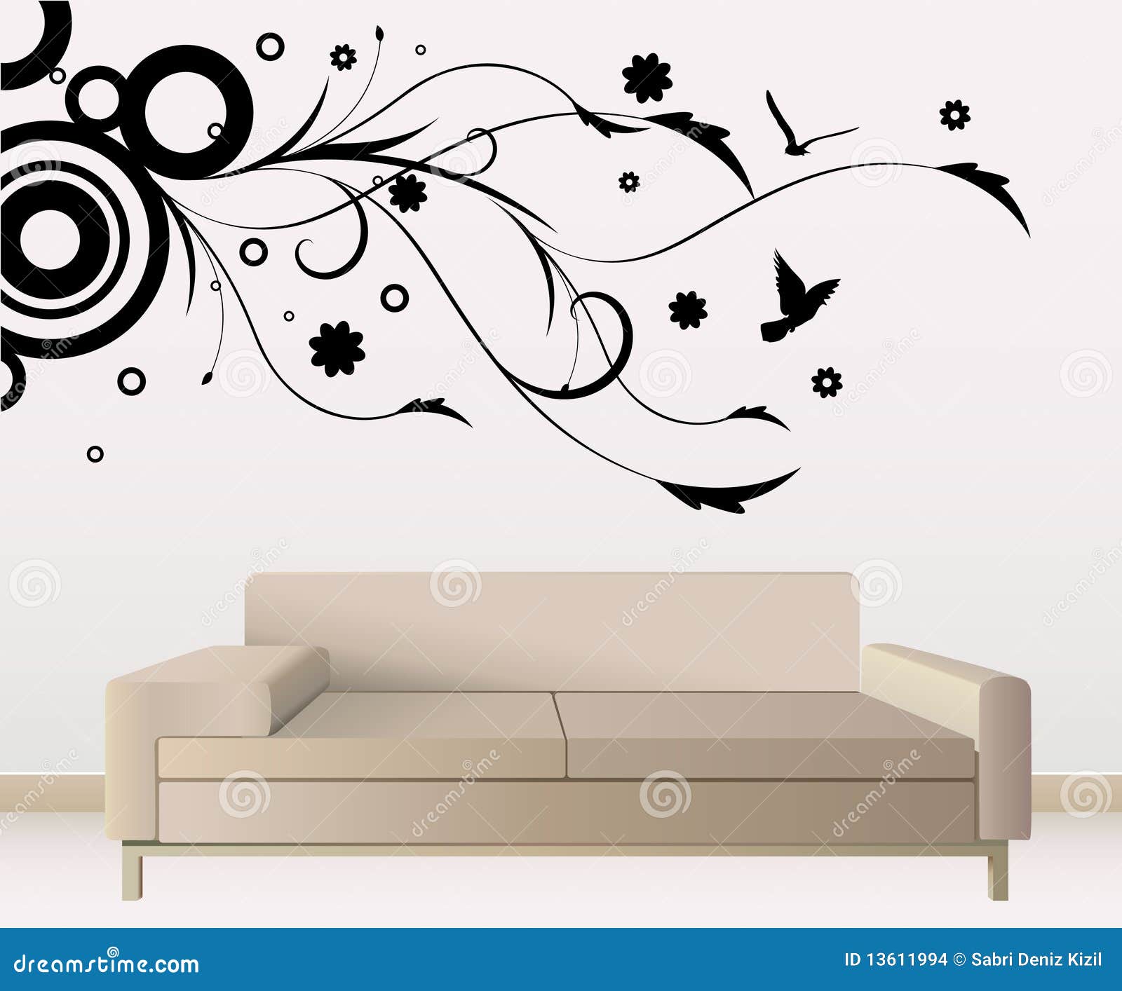 Wall decoration stock vector. Illustration of room, armchair - 13611994