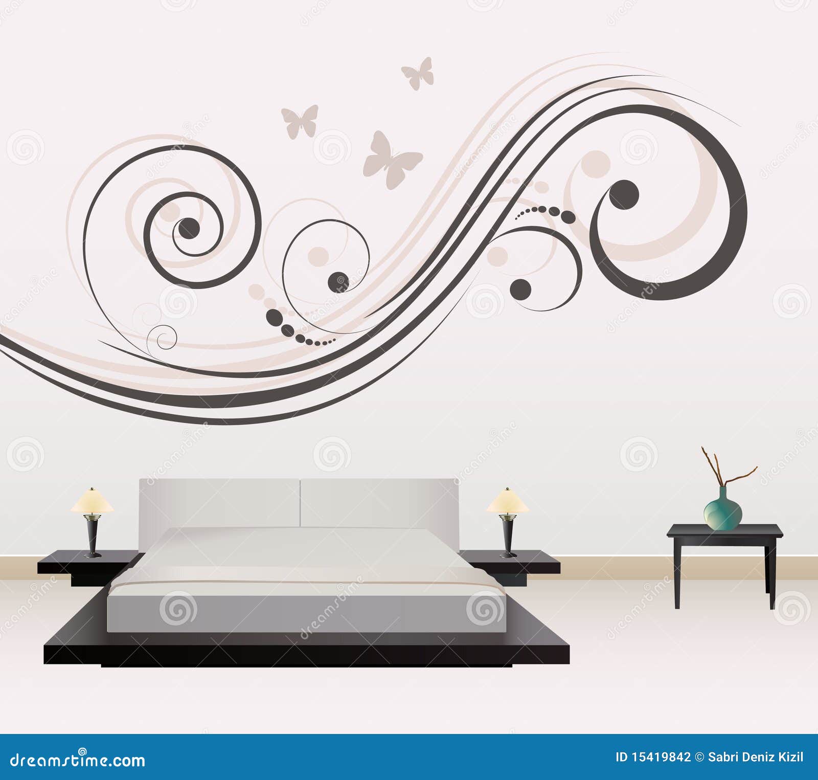 Wall decoration stock vector. Illustration of flower - 15419842