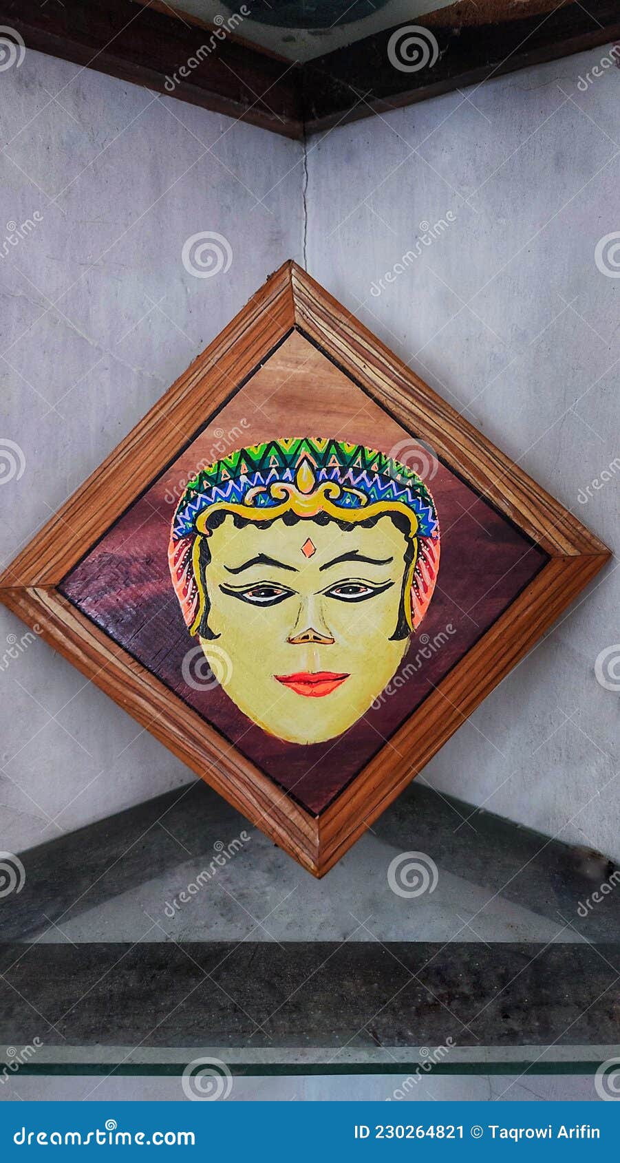 Wall Decoration with a Square Mask Stock Image - Image of iron, carving ...