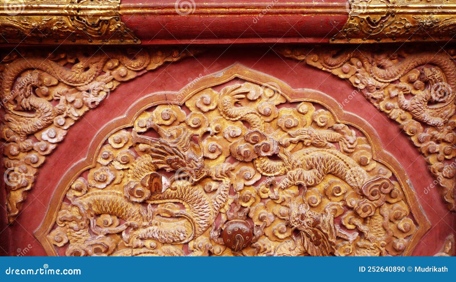 Wall Design Red and Gold Color in China Stock Photo - Image of gold ...