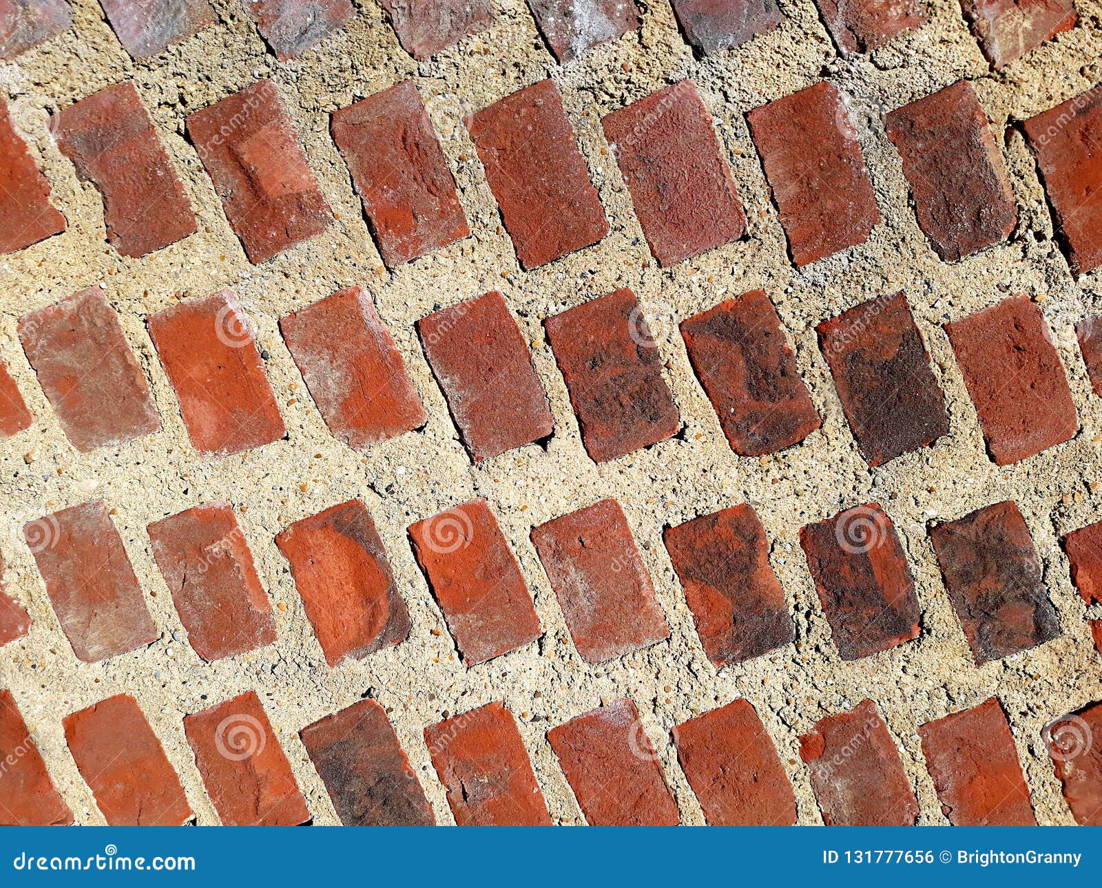 Wall of Diagonal Red Bricks. Stock Photo - Image of wallpaper, wall ...