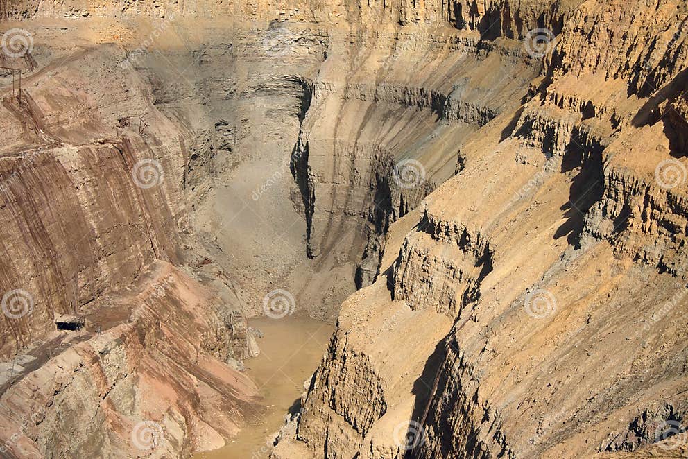 Wall of a Diamond Open Pit Consisting of Solid Rock Stock Photo - Image ...