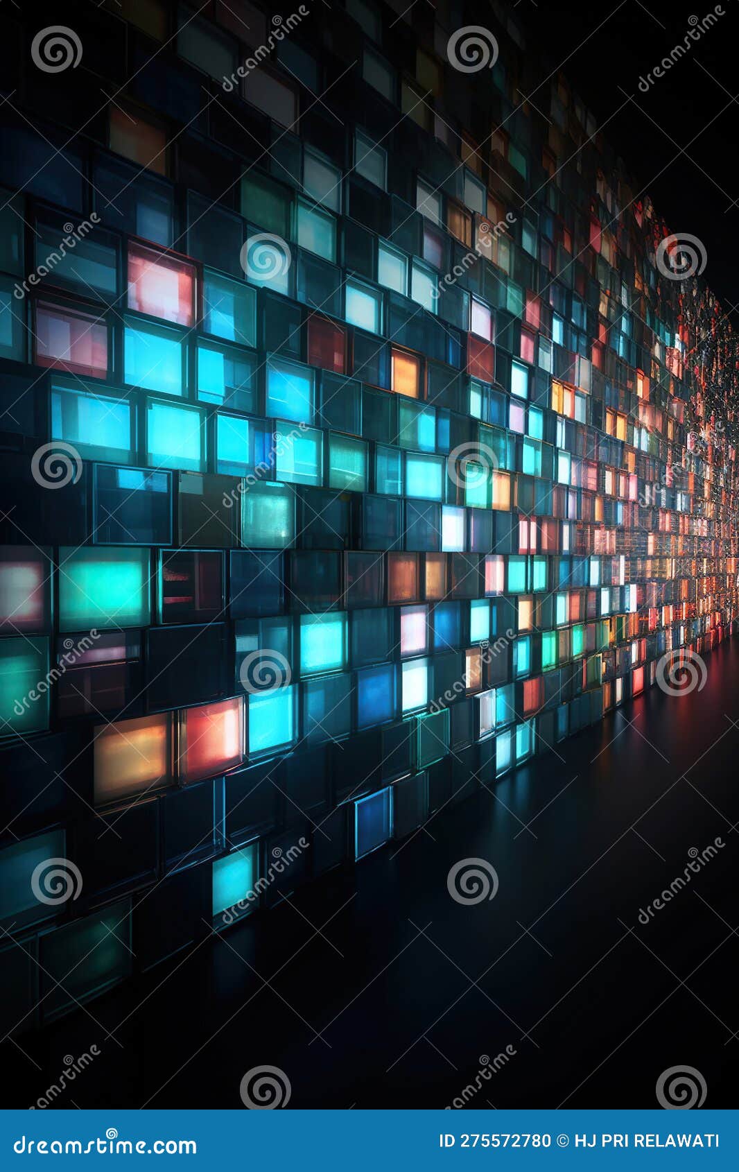 Wall of Different Size TV with Glowing Screens. Generative Ai Stock ...