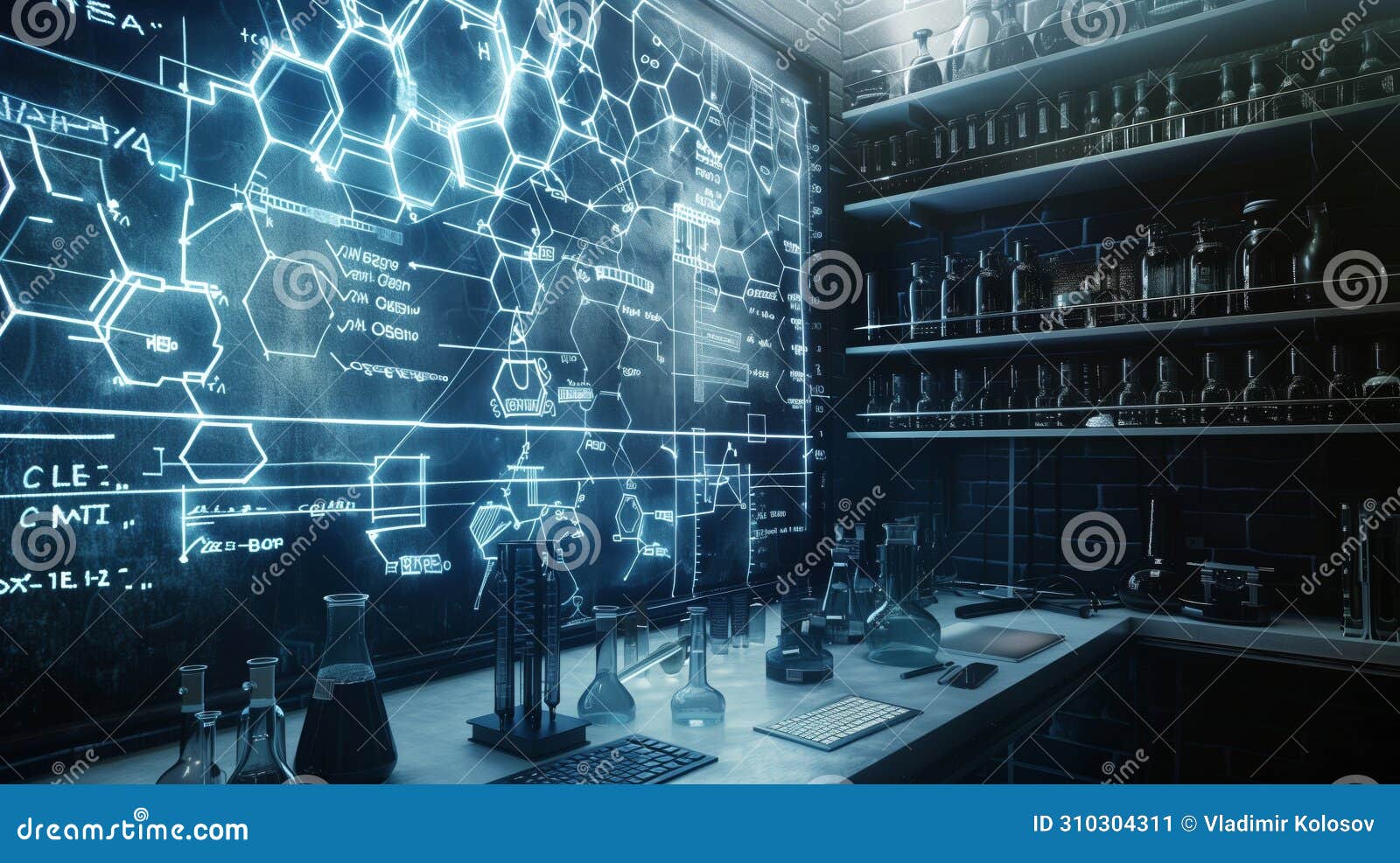 The Wall Displays Chemical Compositions in the Style of Mathematical ...