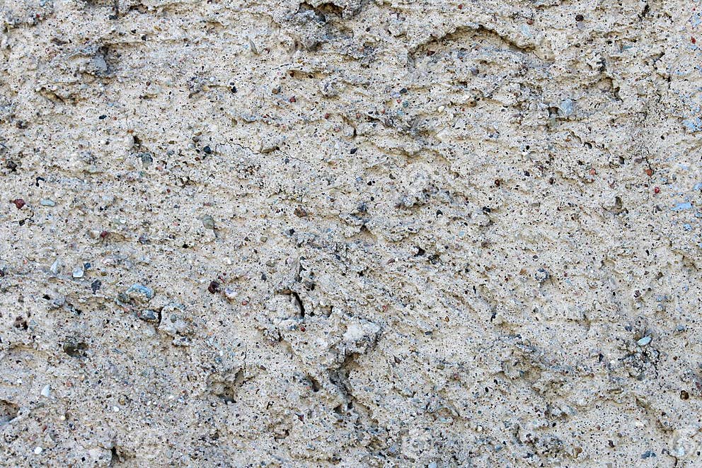 Wall of Dried Concrete with Stones Stock Photo - Image of texture ...