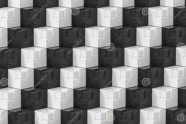 The Wall with Duplicate Squares Stacked, 3d Rendering Stock ...