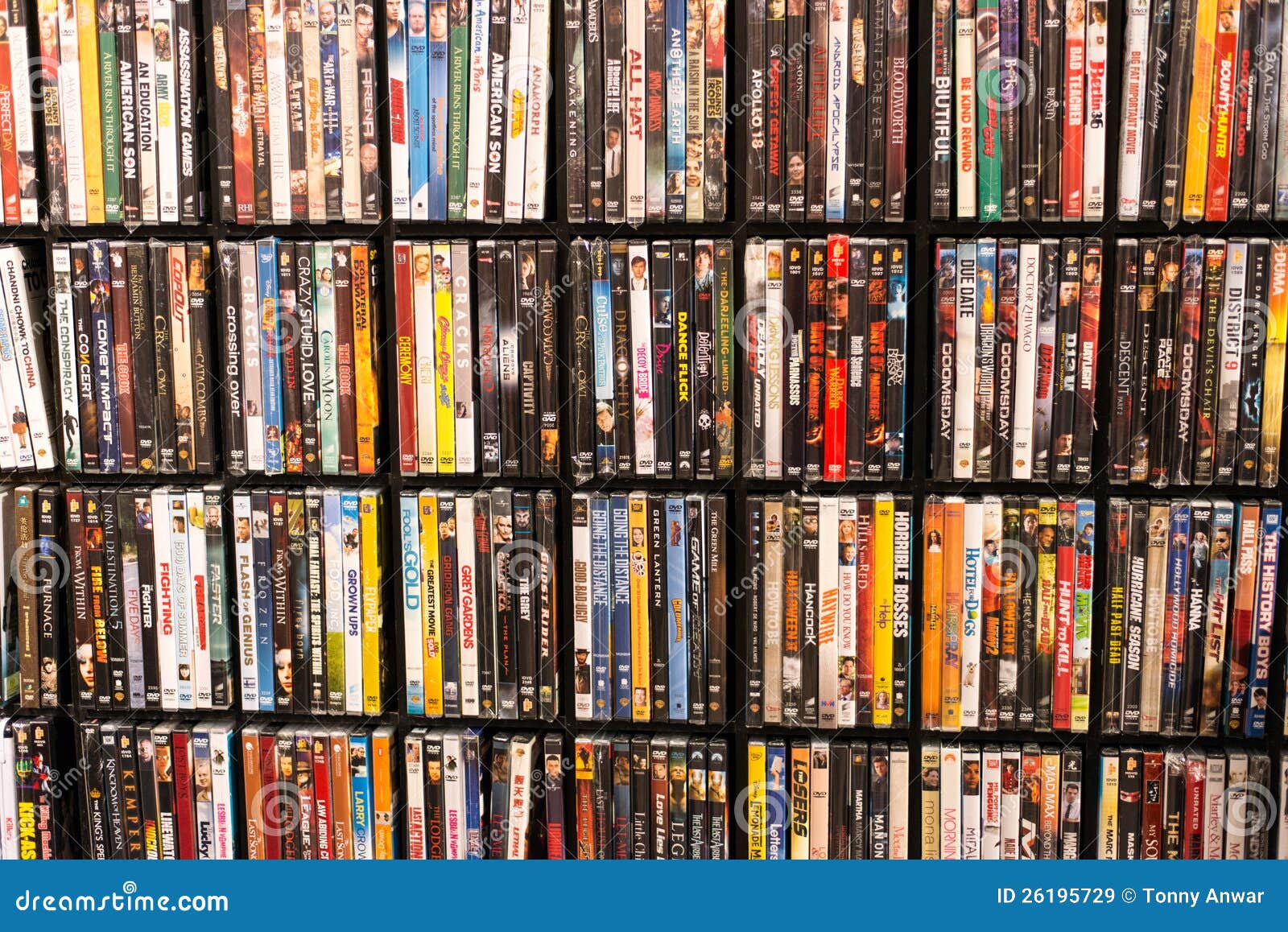 Wall of DVD editorial stock image. Image of department - 26195729
