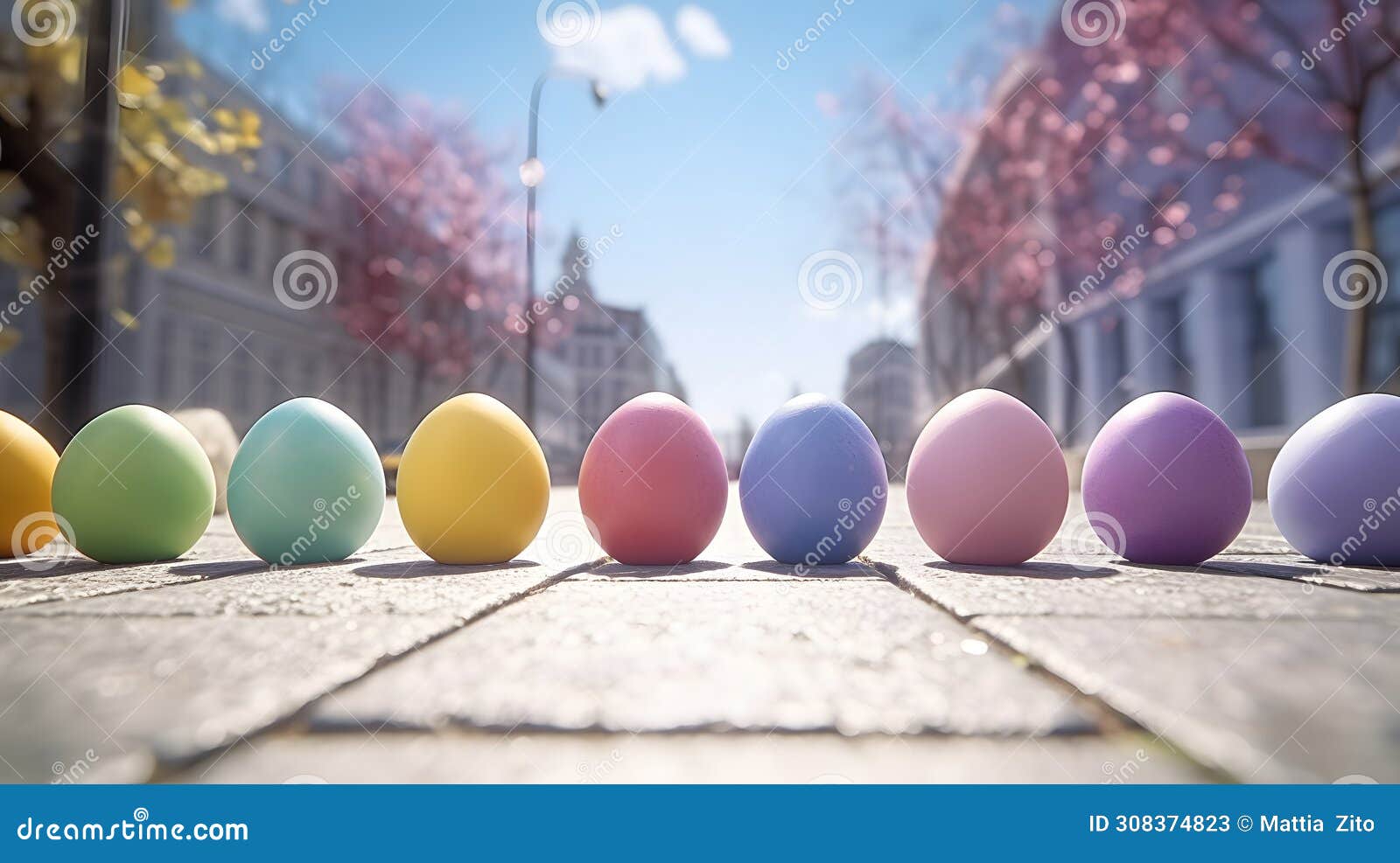The Wall of Eggs in the Street Stock Image - Image of holiday, festive ...