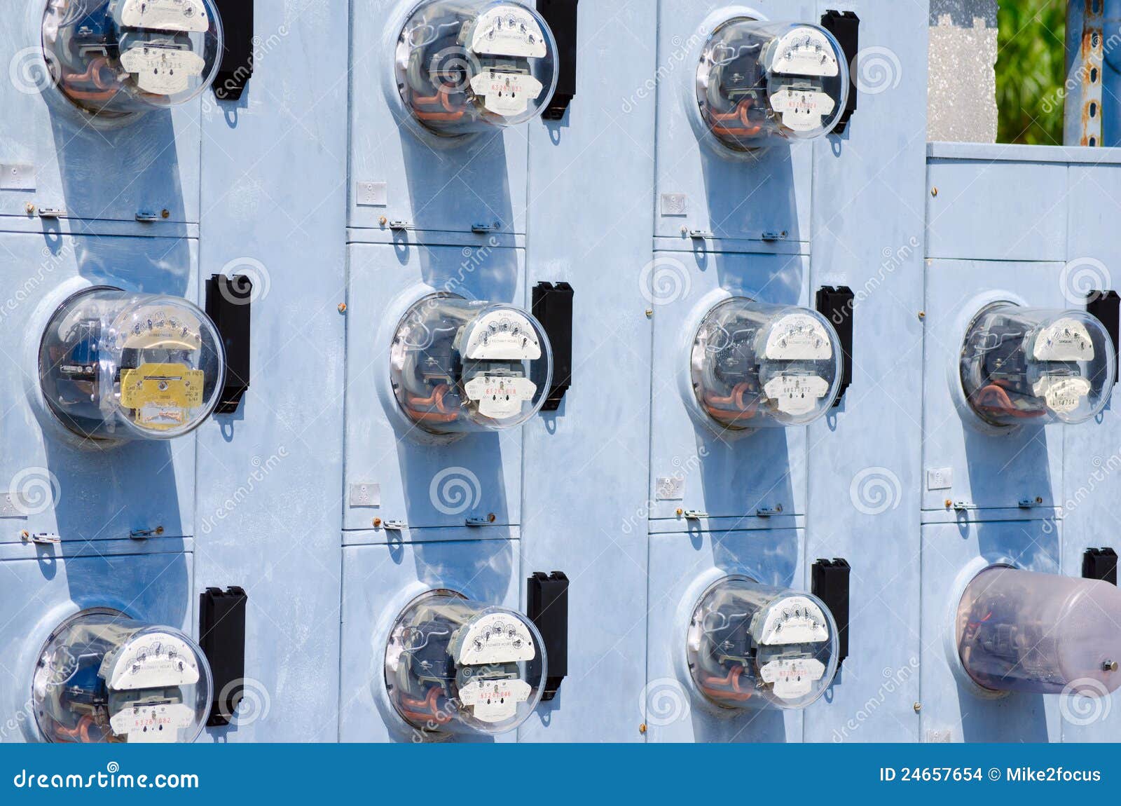 Wall of electric meters stock photo. Image of seal, townhouse - 24657654
