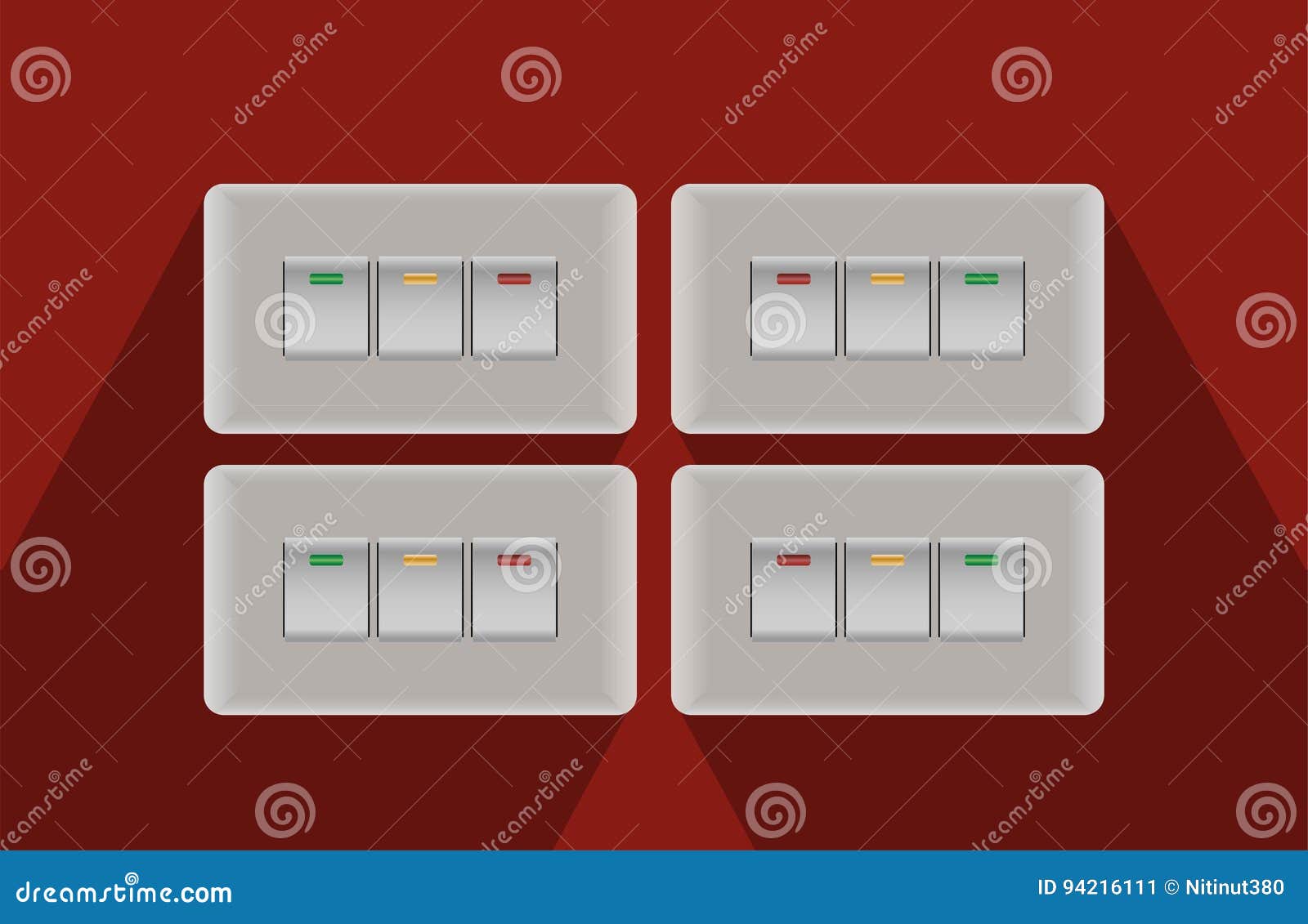 Wall Electricity Button Switch Vector Stock Vector - Illustration of ...