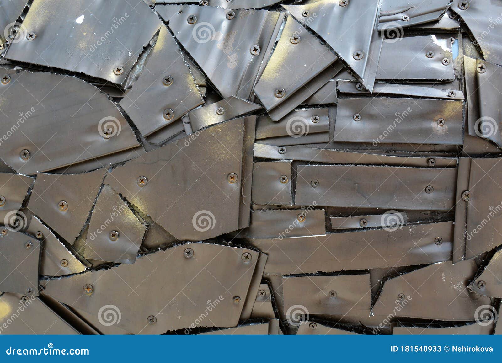 Wall with Uneven Metal Pieces Stock Image - Image of format, border ...