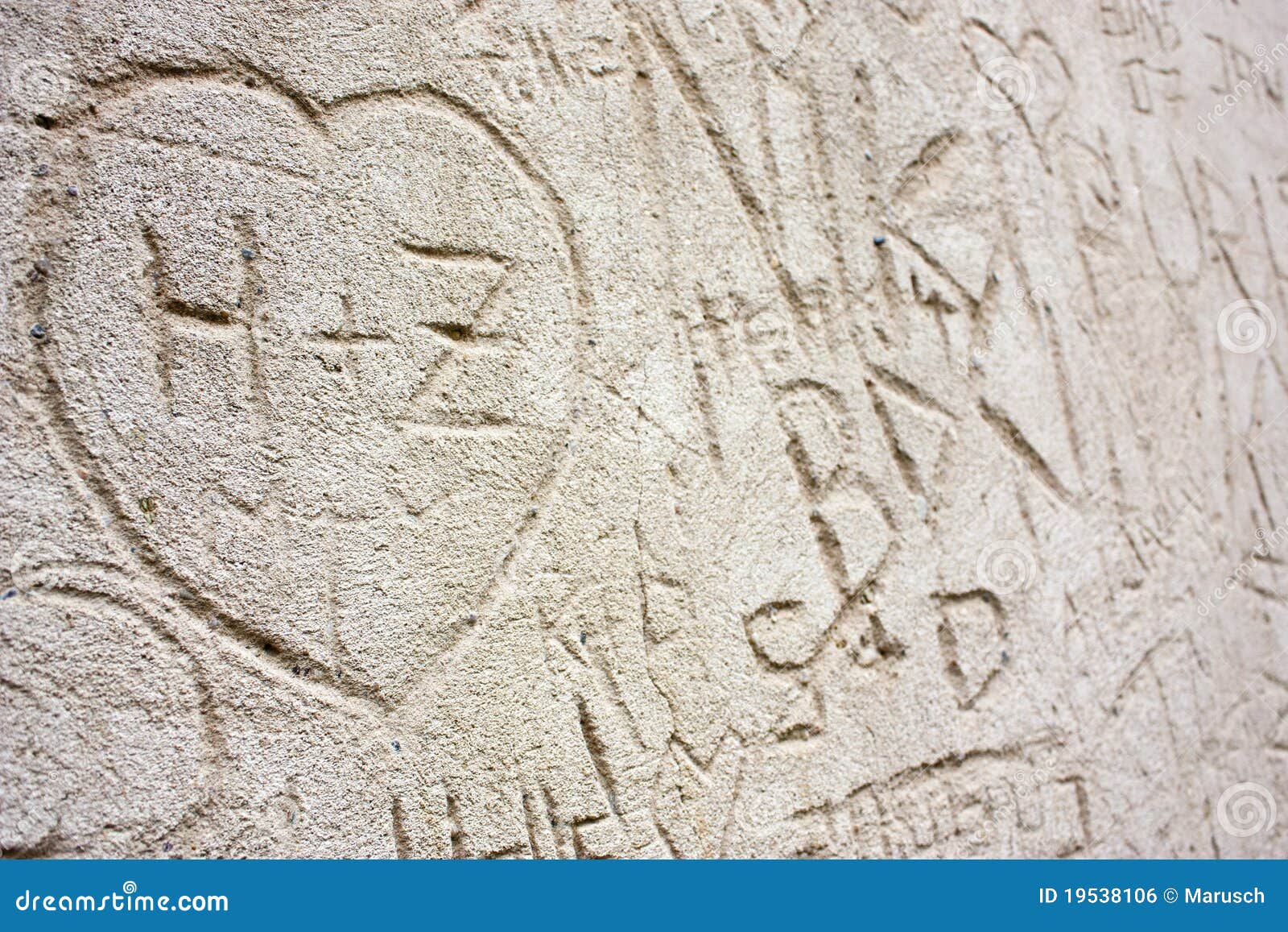 Wall Engraved with Love Messages Stock Photo - Image of wall, name ...