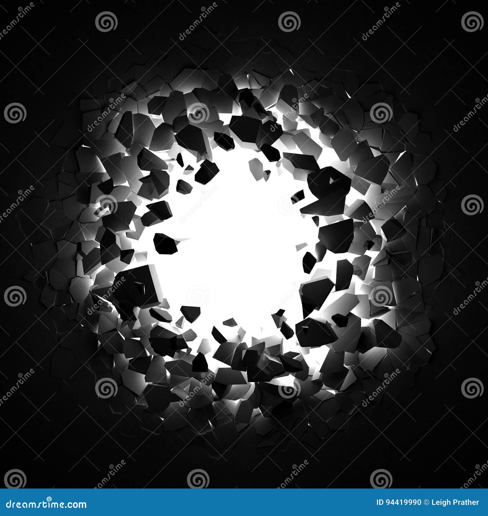 Wall exploding into pieces stock illustration. Illustration of obstacle ...