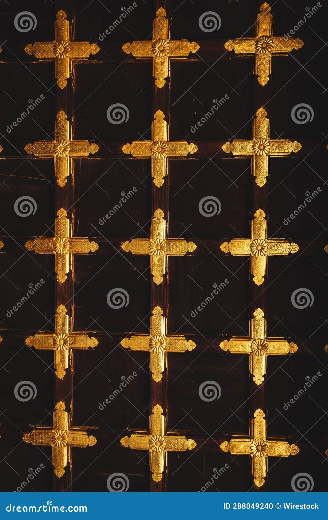 Wall Featuring a Pattern of Gold Crosses. Stock Photo - Image of modern ...