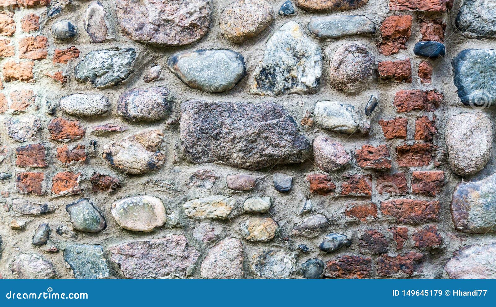 Wall of Field Stones and Red Bricks Stock Image - Image of bricks ...