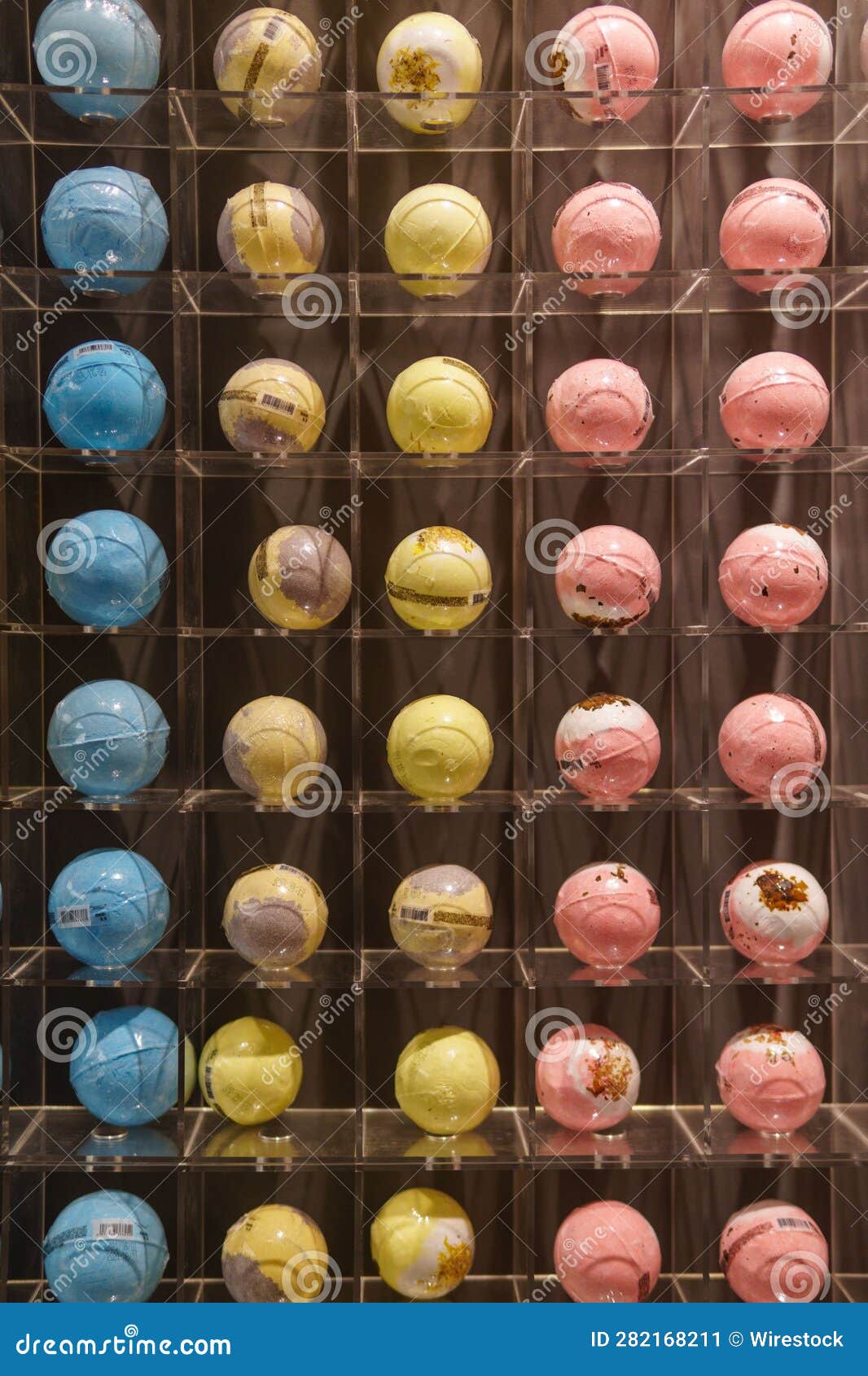 Wall Filled with Multiple Plastic Containers in Each Yellow, Blue or ...