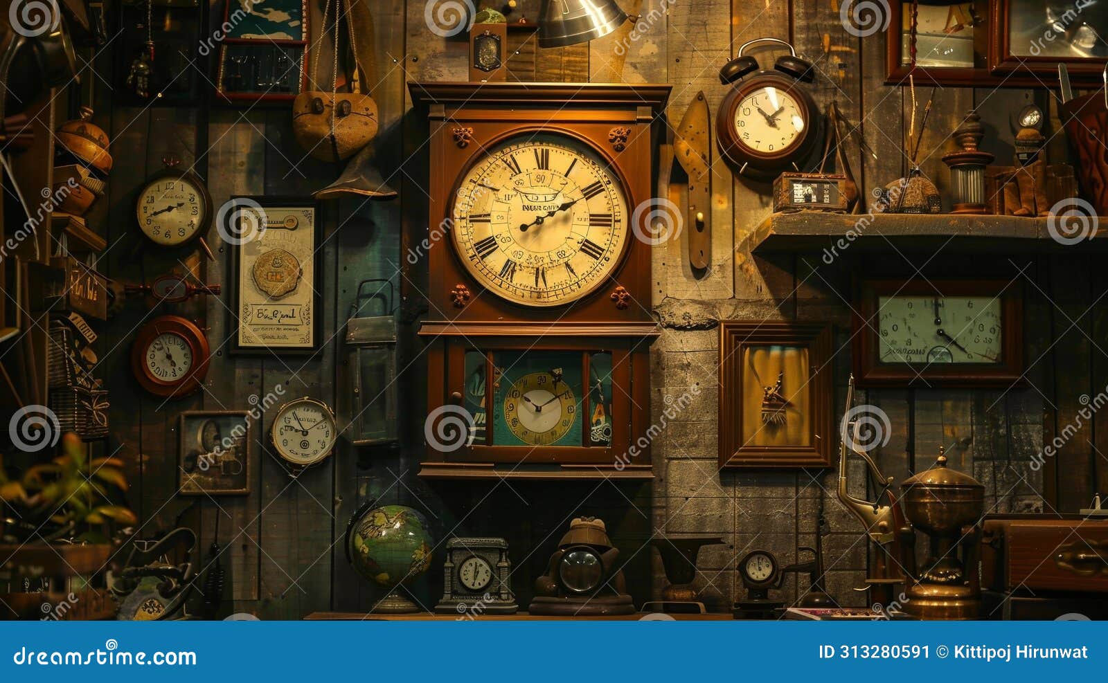 Wall Filled with Various Clocks, Some Timepieces Don T Match Stock ...