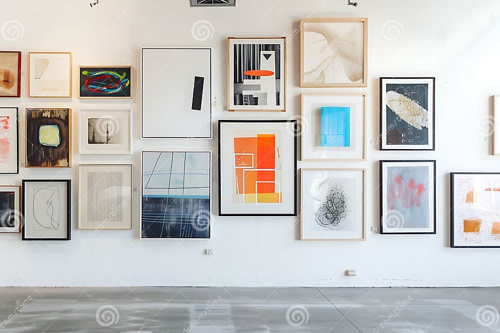 Wall Displaying Multiple Framed Pictures Stock Image - Image of colors ...