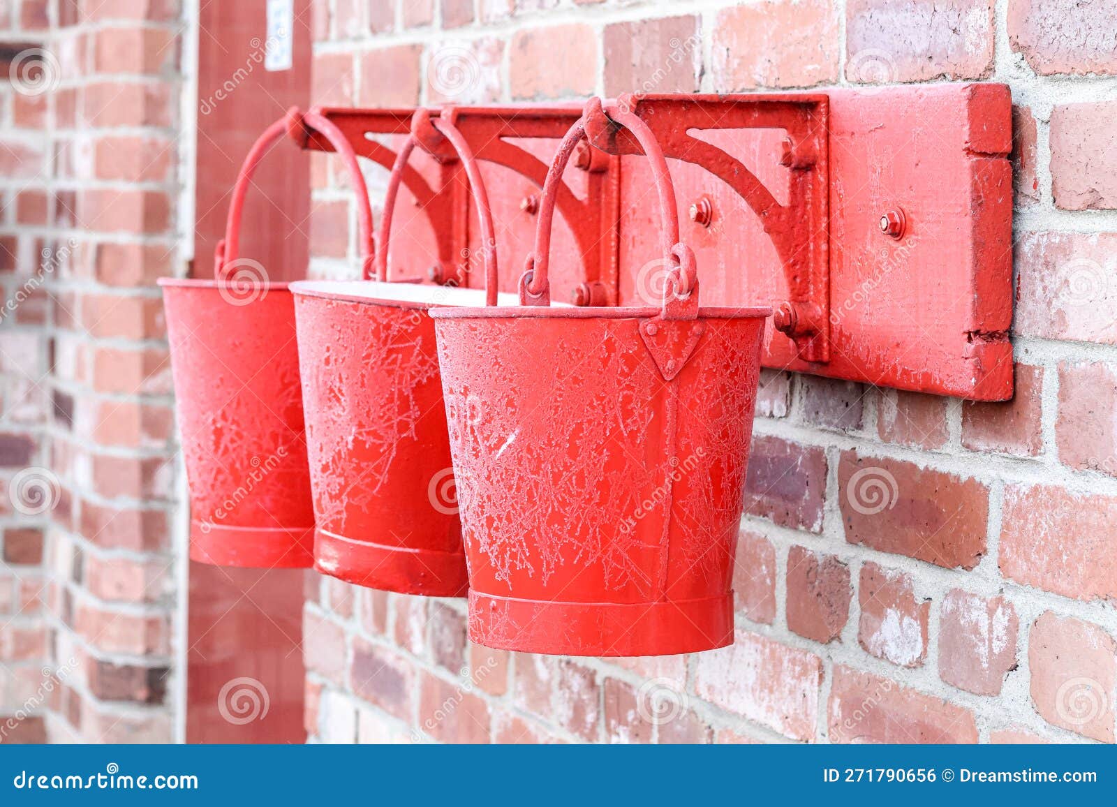 Wall Fire Buckets stock photo. Image of train, buckets - 271790656