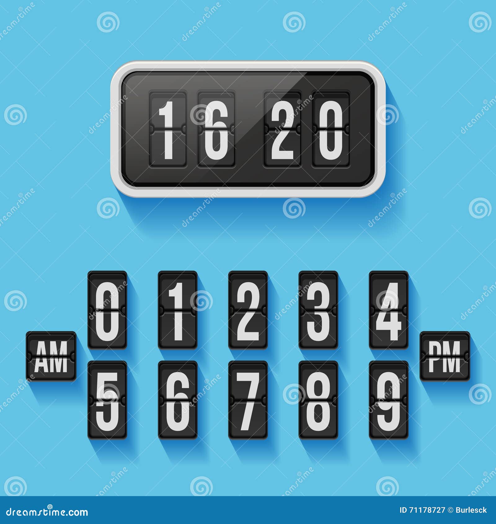 Wall Flap Counter Clock Vector Template Stock Vector - Illustration of ...