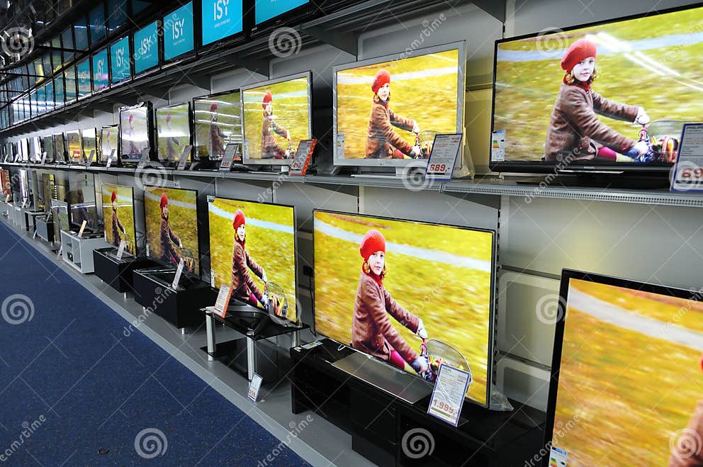 Wall of Televisions at Store Editorial Image - Image of discount ...