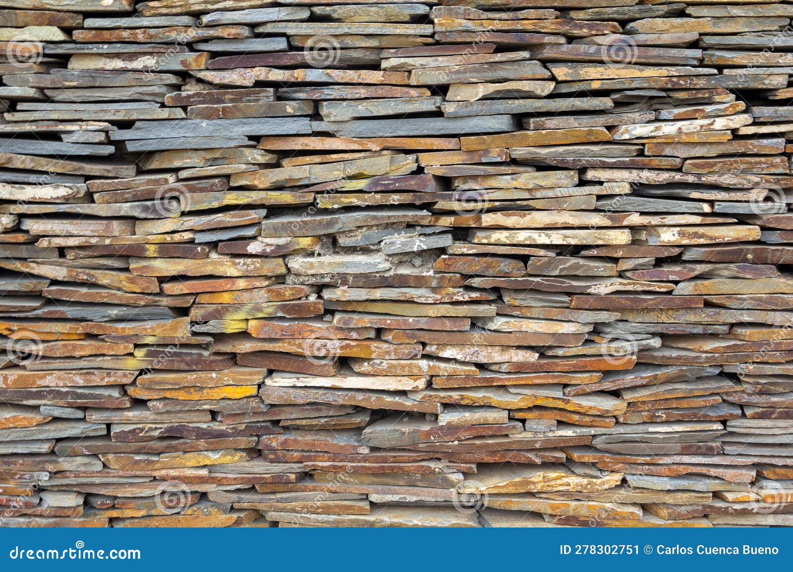Wall of Flat Stones of Different Sizes. Stock Image - Image of shades ...