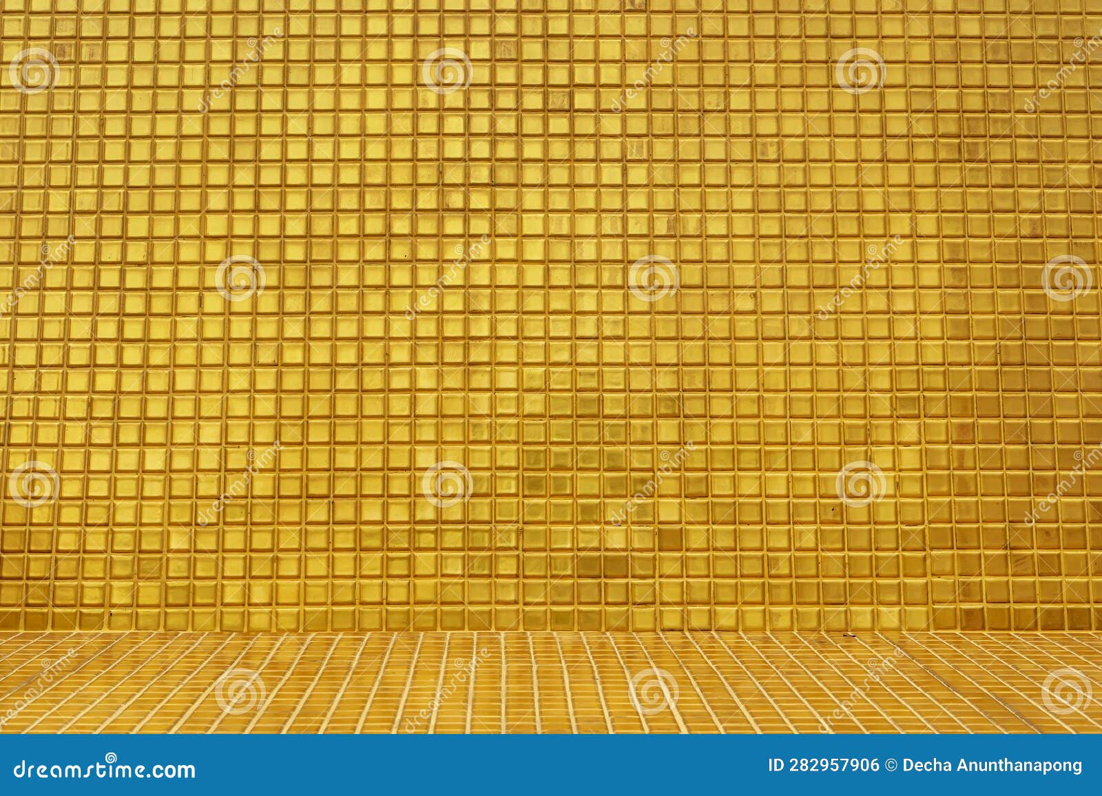 Wall and Floors with Gold Tiles Stock Photo - Image of decoration ...