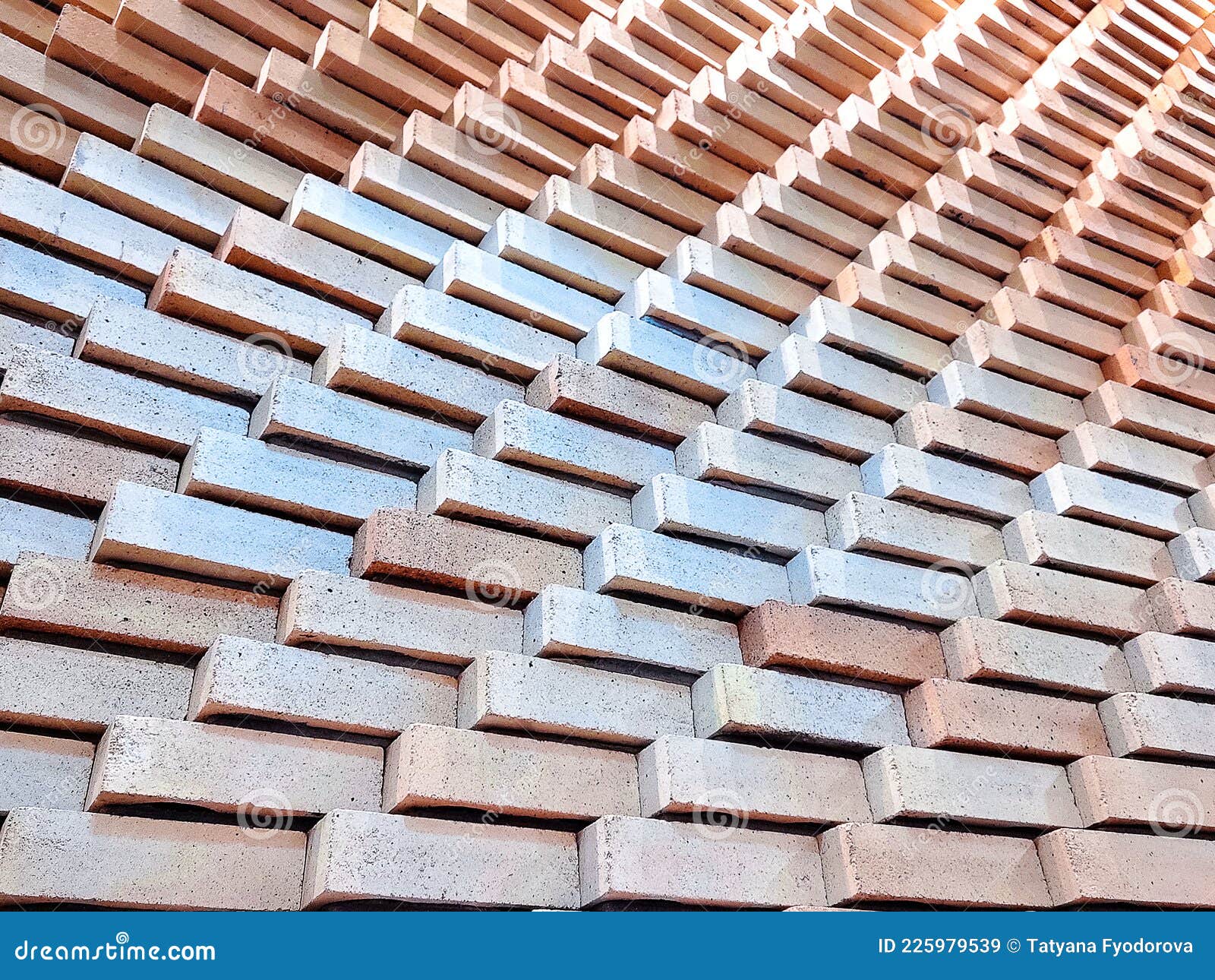 Wall Folded with a Ladder Made of Decorative Bricks Stock Image - Image ...