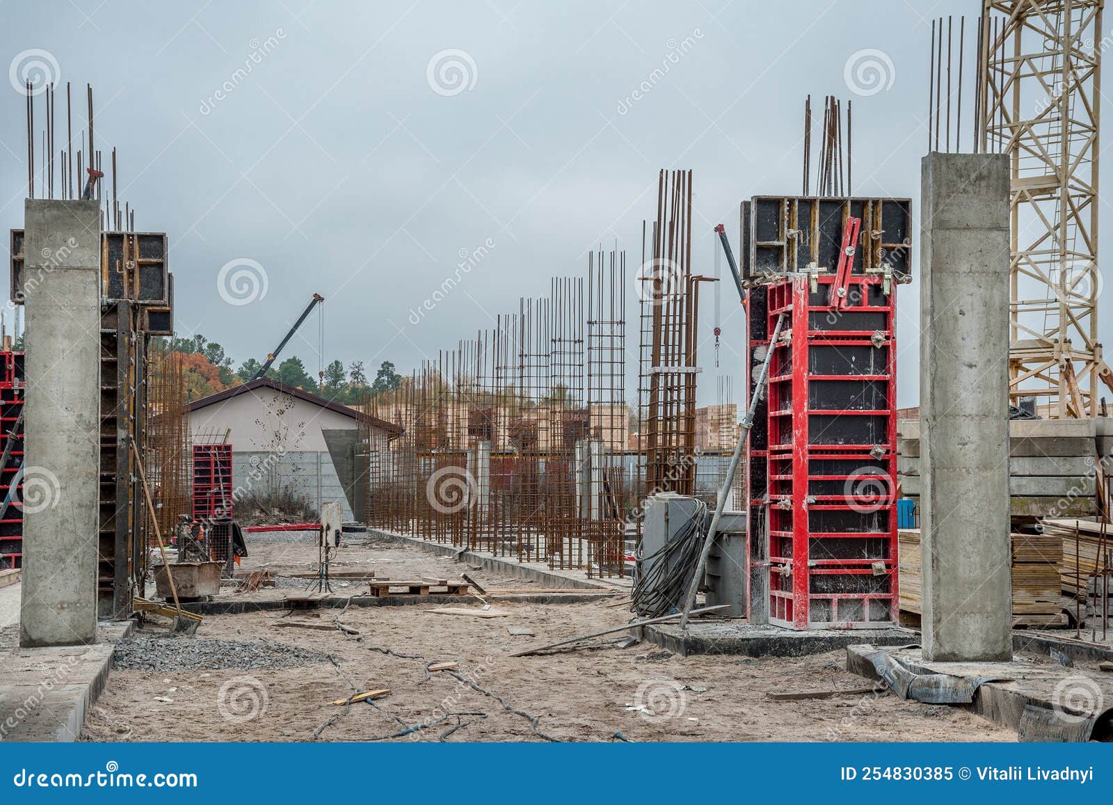 Wall formwork in housing stock image. Image of panel - 254830385