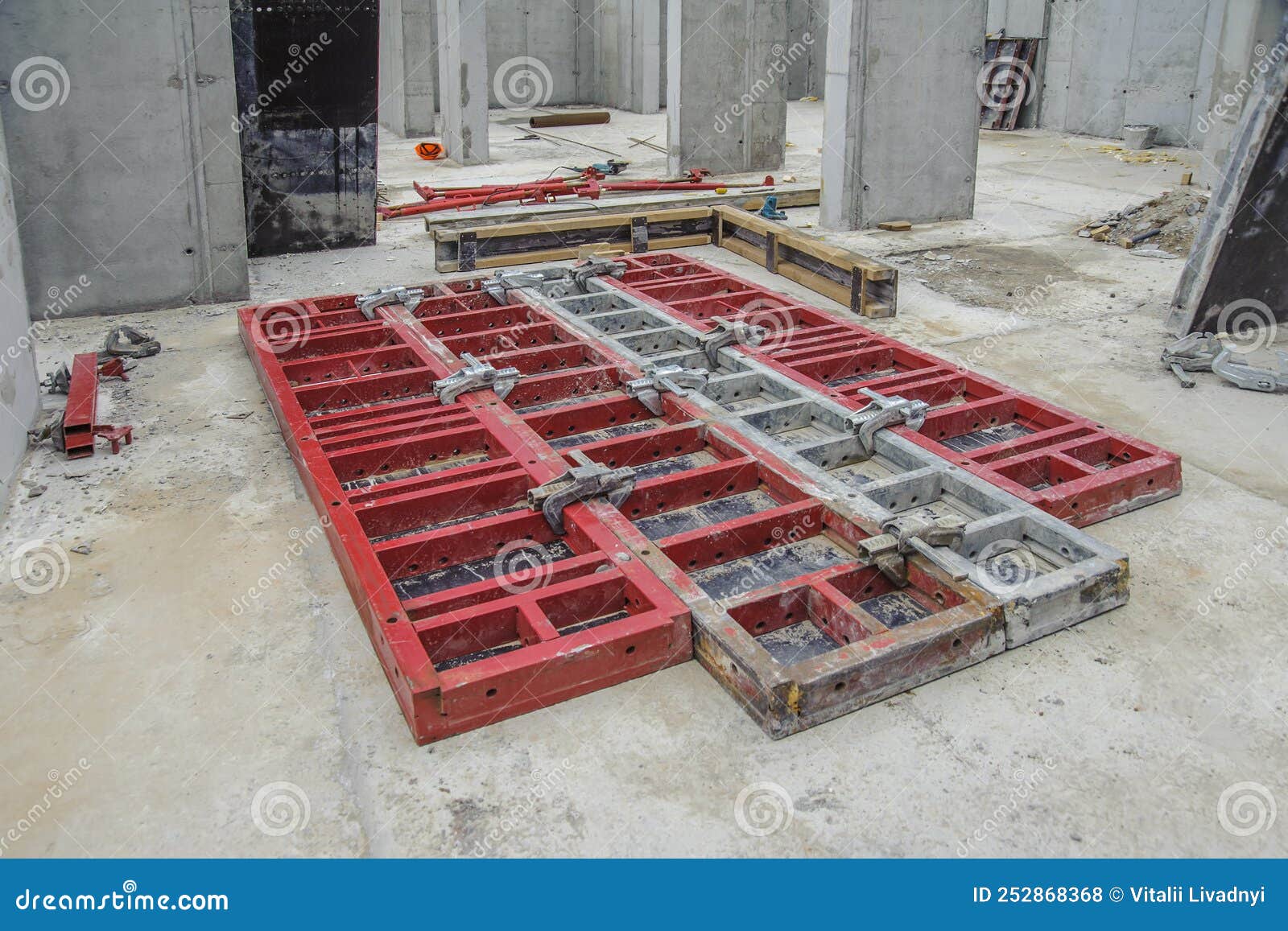 Wall formwork panels stock photo. Image of frame, tube - 252868368