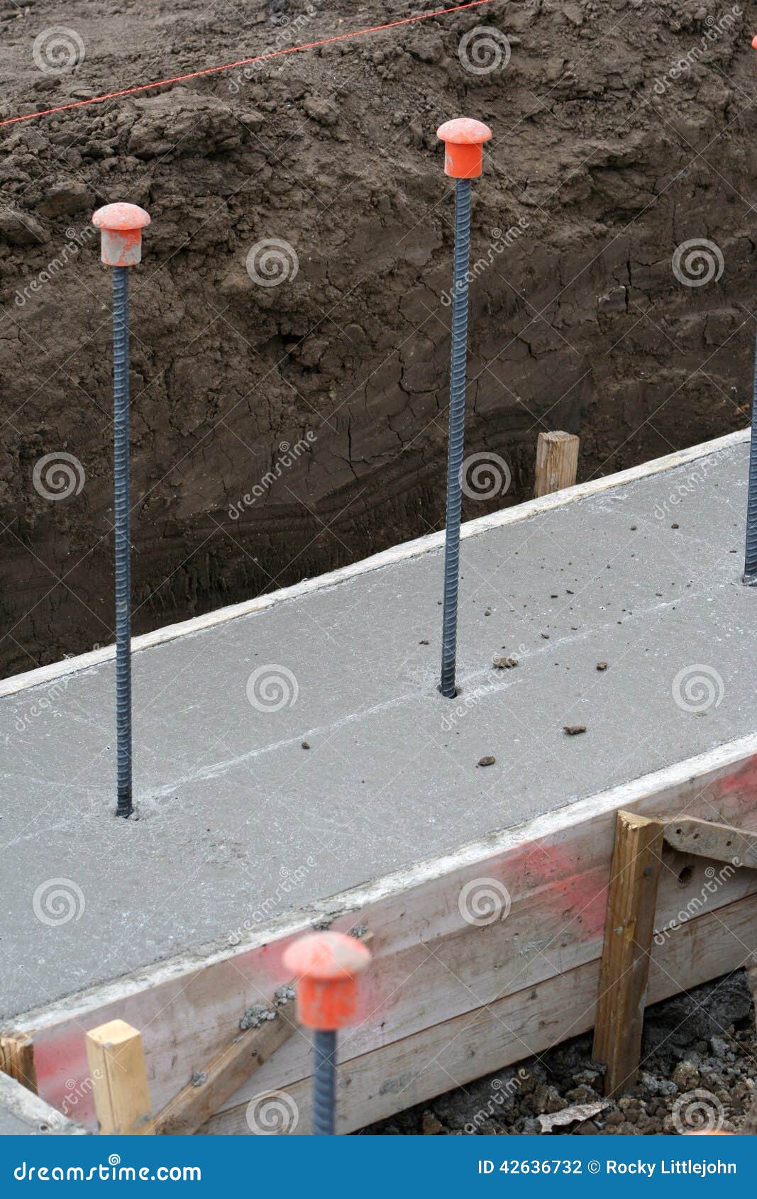 Wall Foundation with Rebar Safety Caps Stock Photo - Image of ...