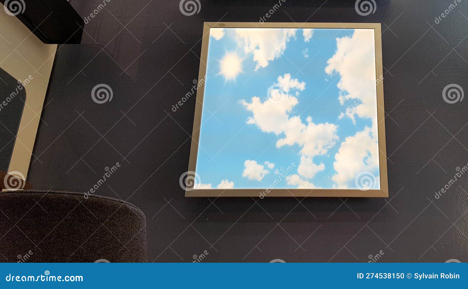 Wall Frame Light with Cloud and Sky Picture Hanging in Interior Home ...