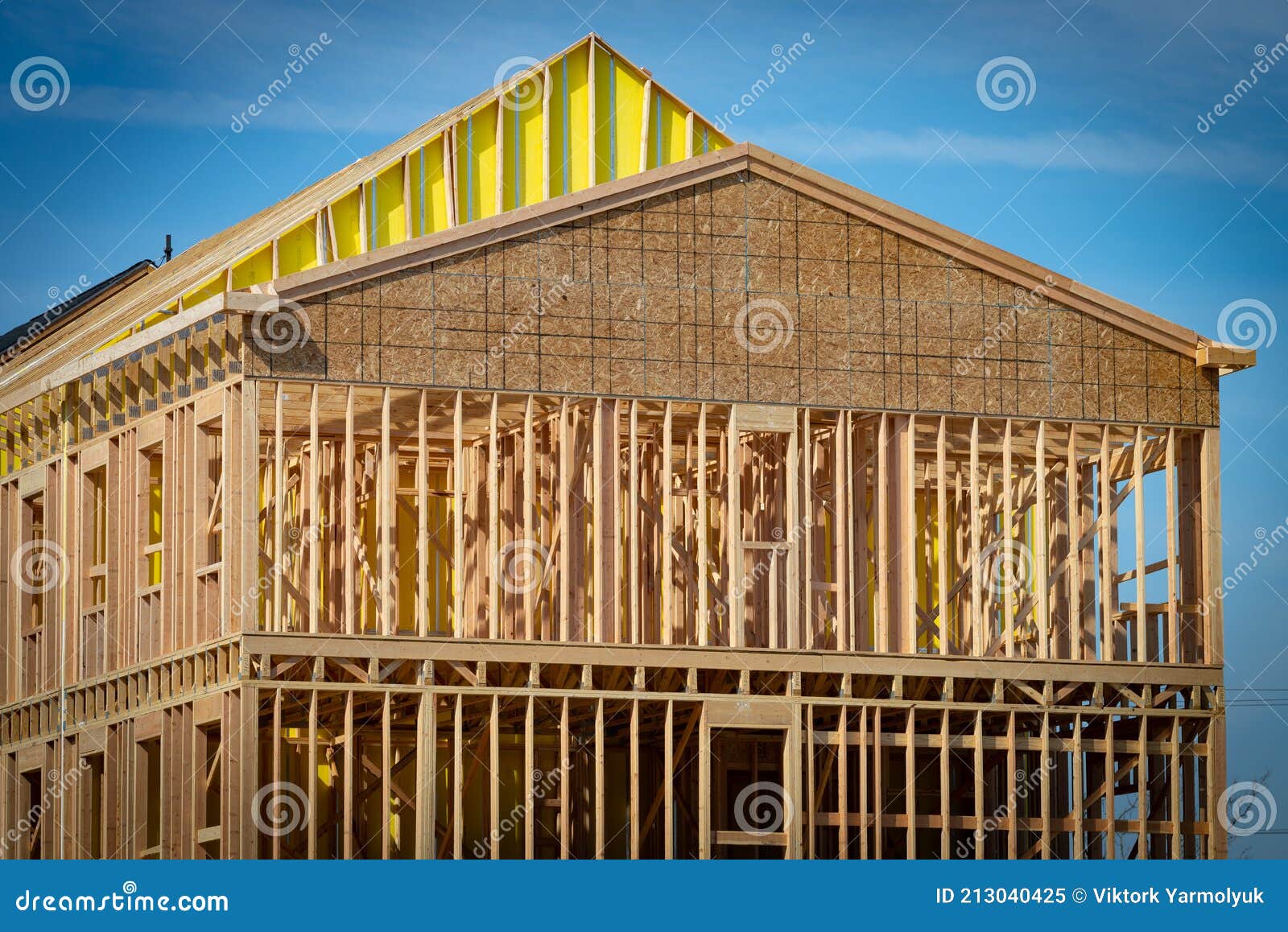 Wall frame and rafters stock image. Image of renovation - 213040425