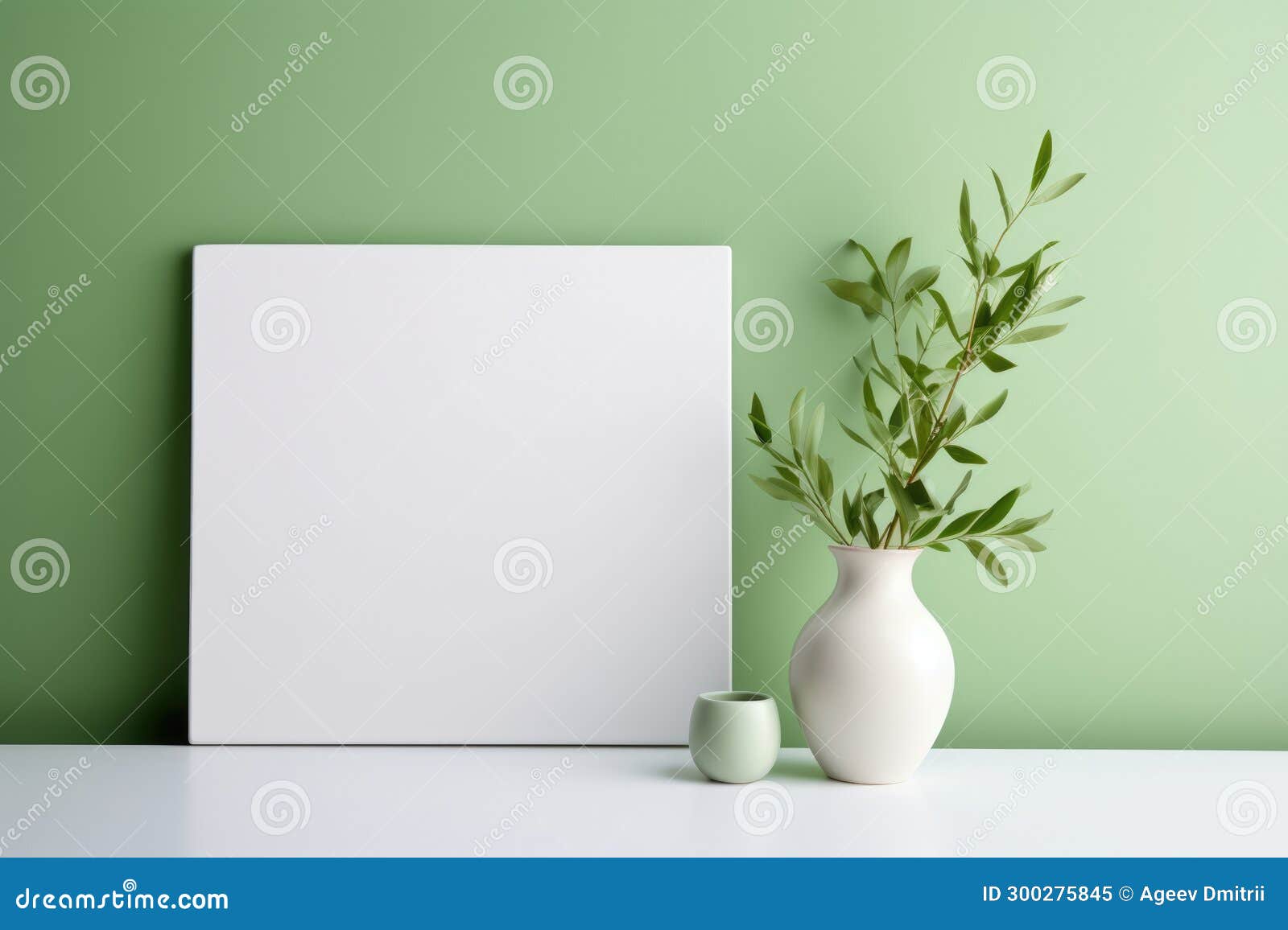 Green Blank Empty Decorative Design White Background Template Interior ...