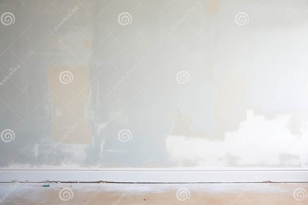 Wall Freshly Repaired with Plaster and Still Unpainted Stock Image ...