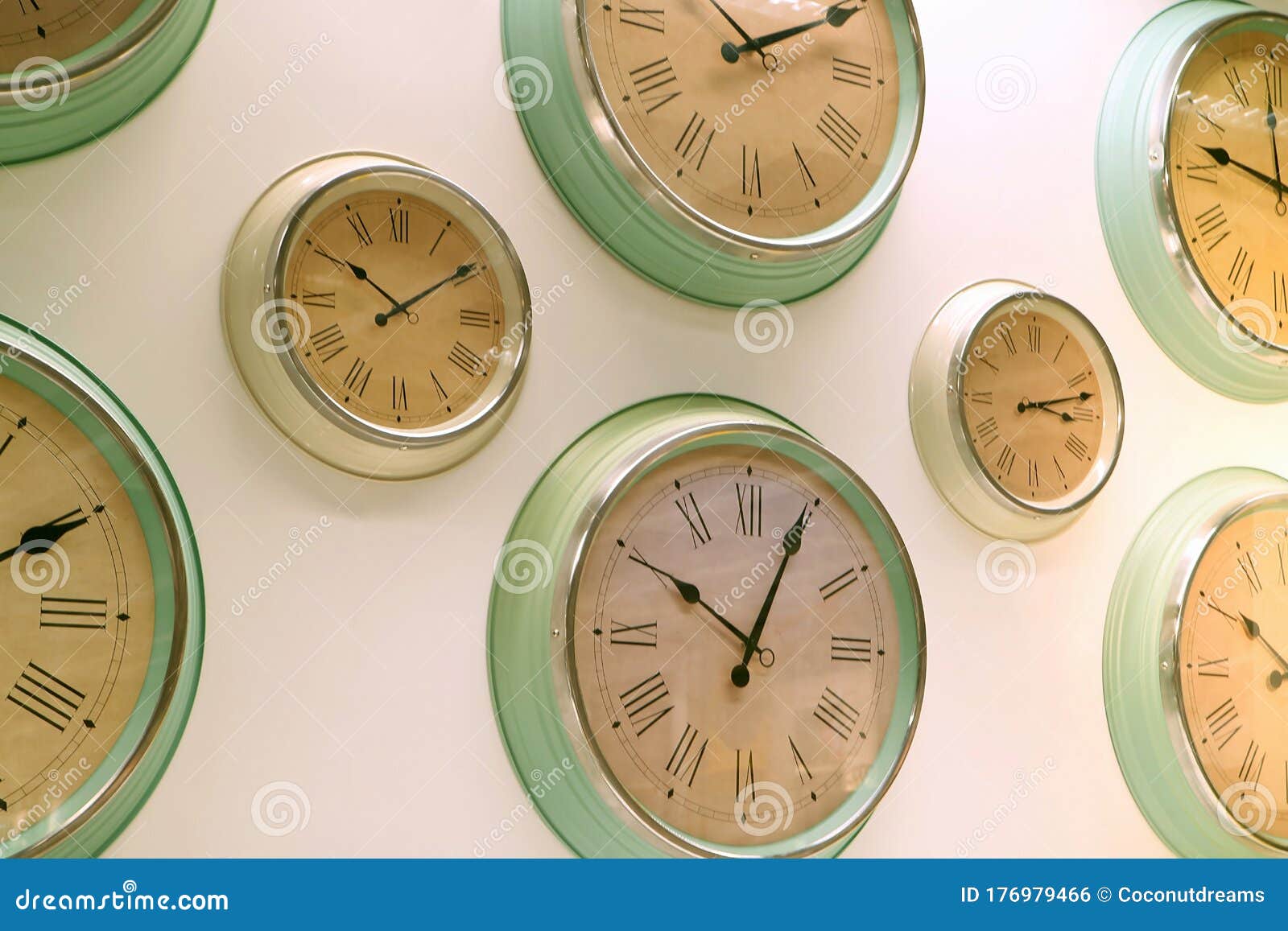 Wall Full of Clocks for the Concept TIME is MONEY Stock Photo - Image ...